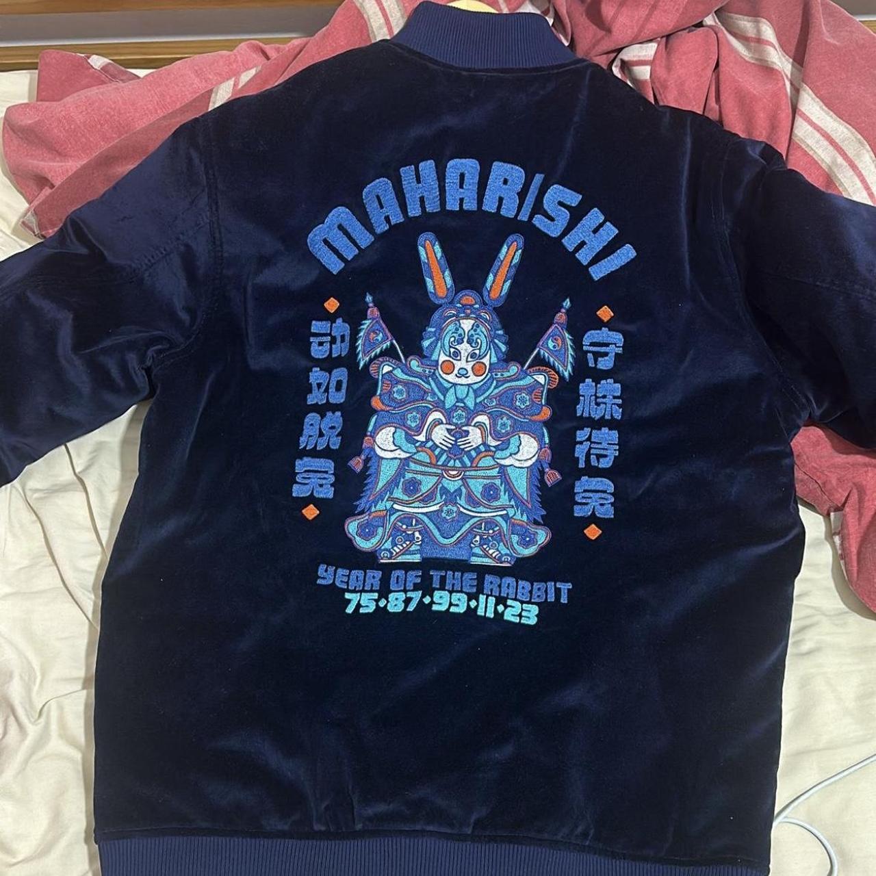 Maharishi Water Rabbit Stadium Jacket (Blue Velvet... - Depop