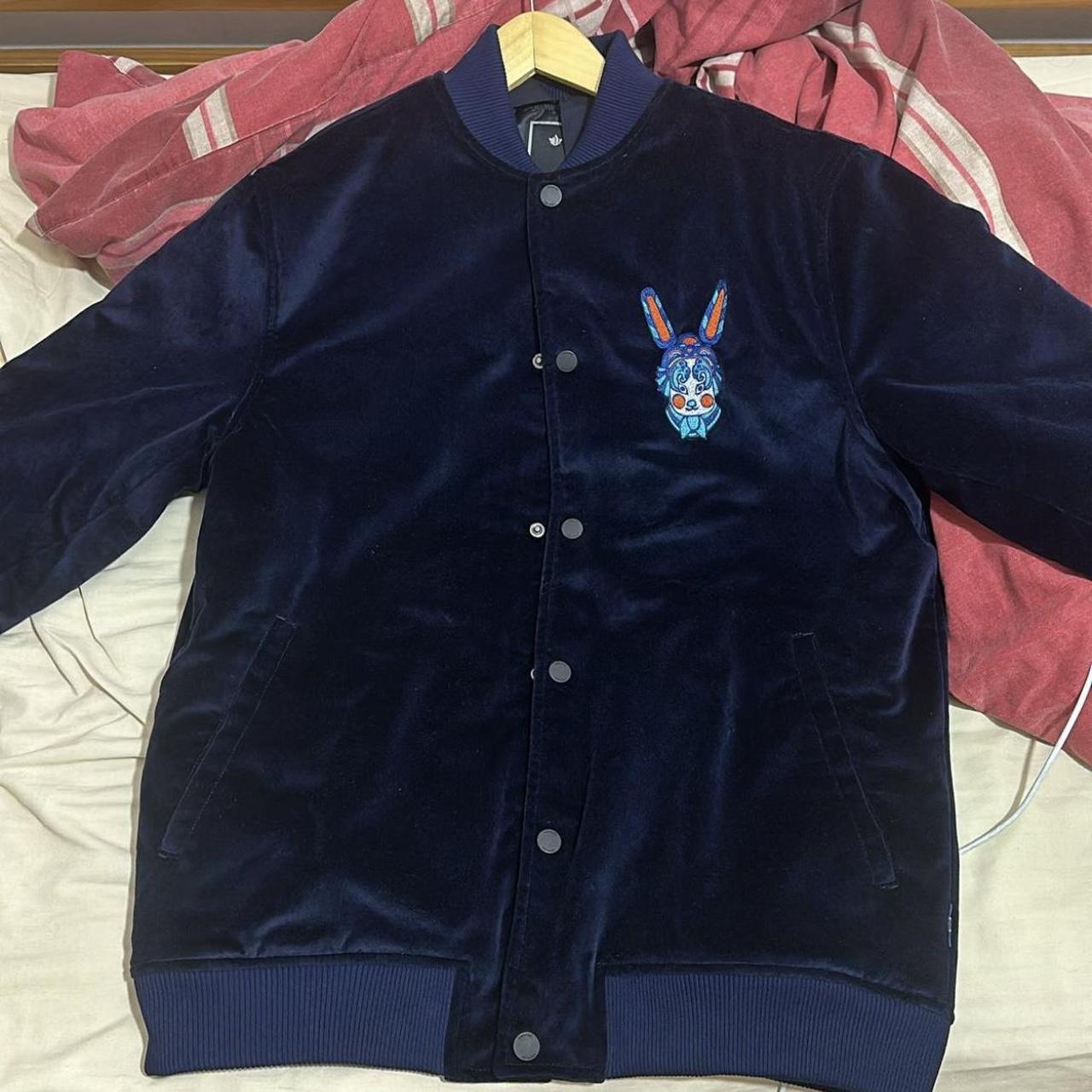 Maharishi Water Rabbit Stadium Jacket (Blue Velvet... - Depop