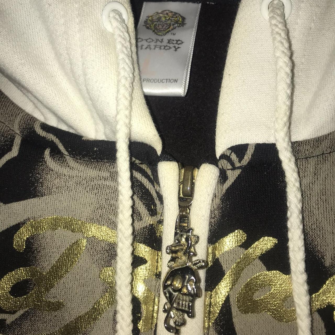 Rare Vintage Ed hardy rhinestone zip up hoodie in... - Depop