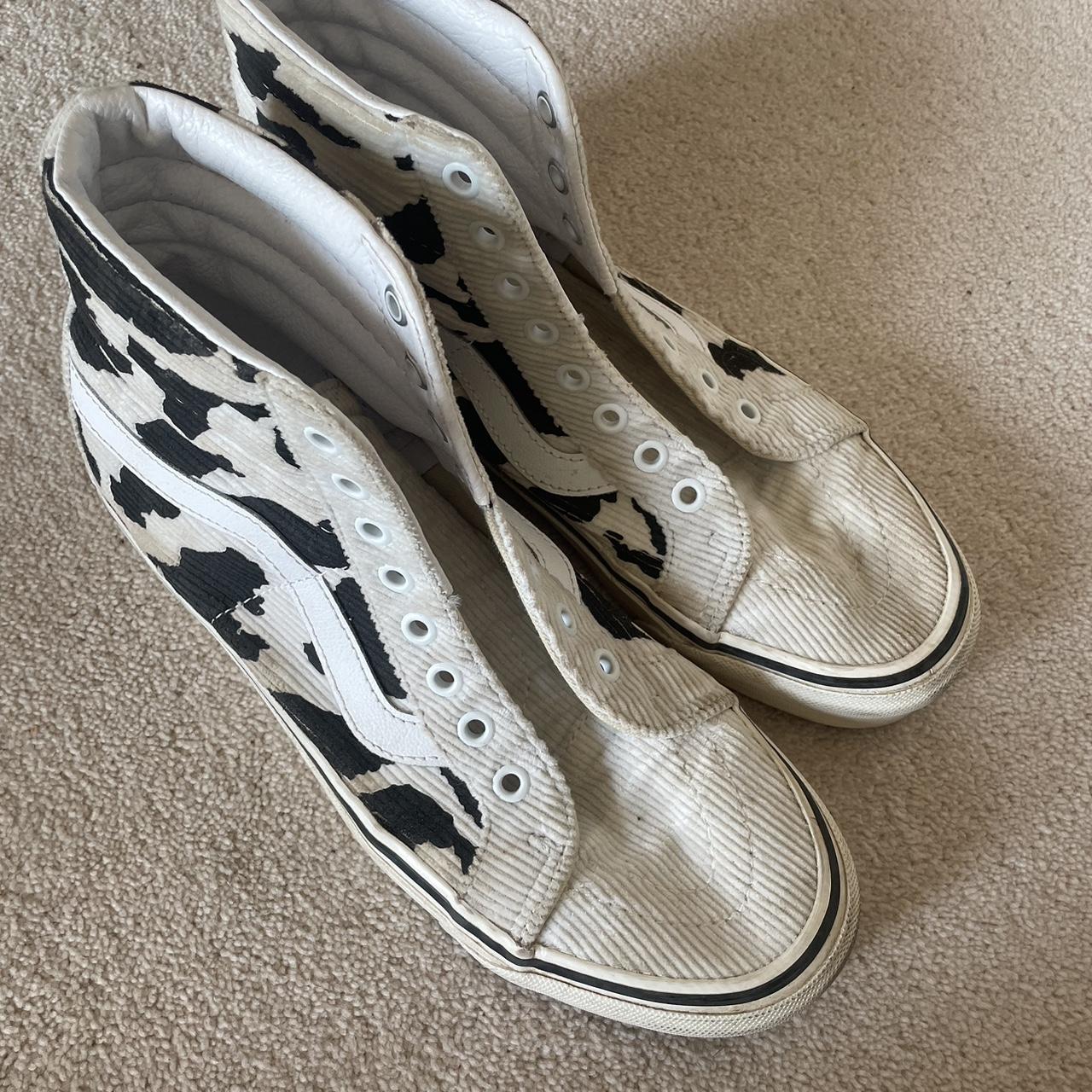 Vans Cow Print Hi Top Sneakers Without laces Hardly... - Depop