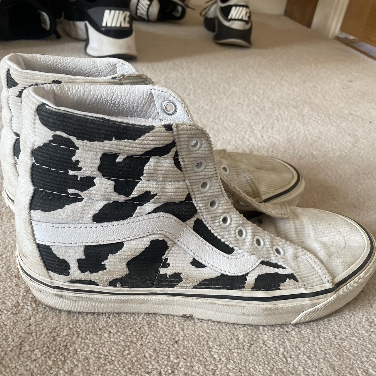Vans Cow Print Hi Top Sneakers Without laces Hardly... - Depop