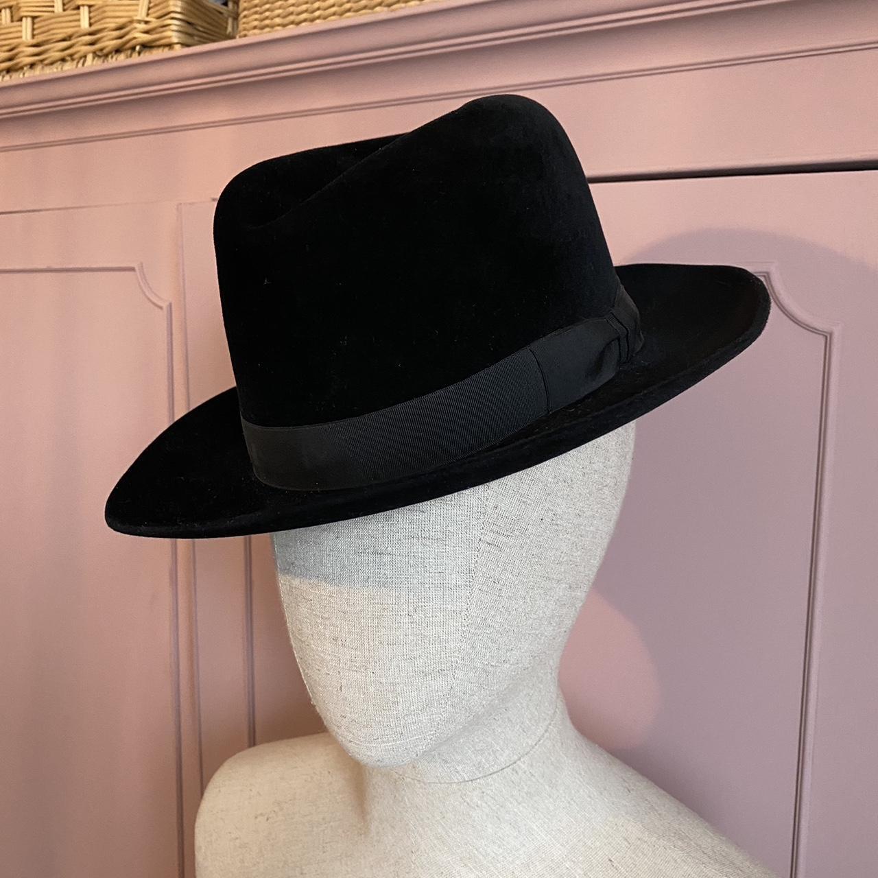 Vintage 50s Dunn & Co Black Velvet Fedora... - Depop