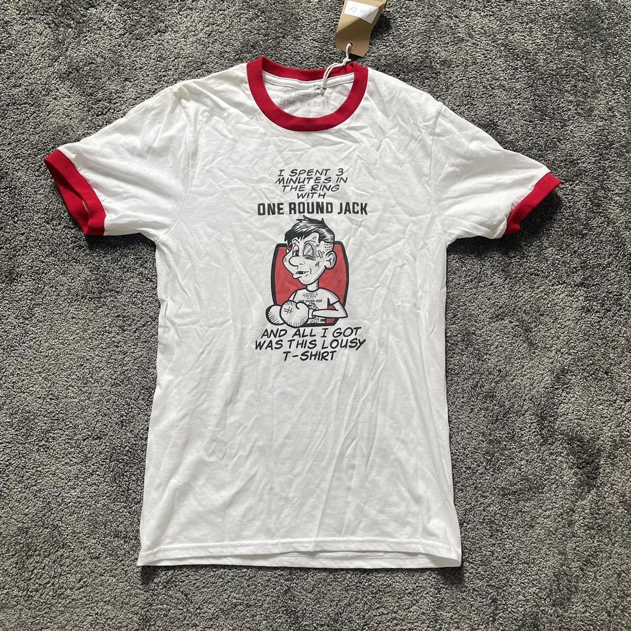 Men's White and Red T-shirt | Depop