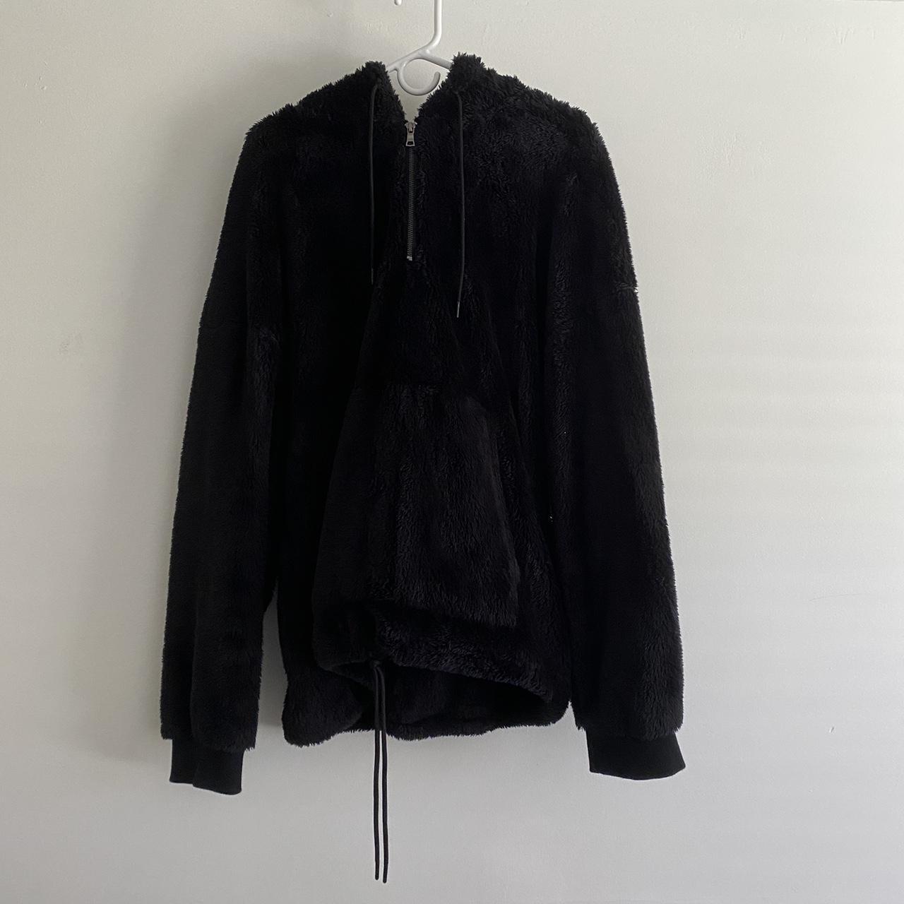 Faux fur Original Use Target hooded half zip hoodie... - Depop