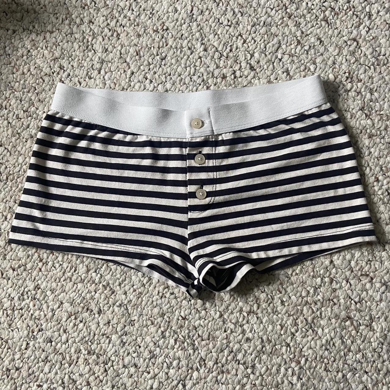 brandy melville boxer micro shorts striped black &... - Depop