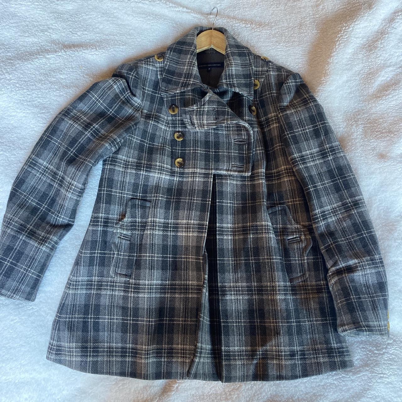 French Connection tweed, plaid, checked swing coat... - Depop