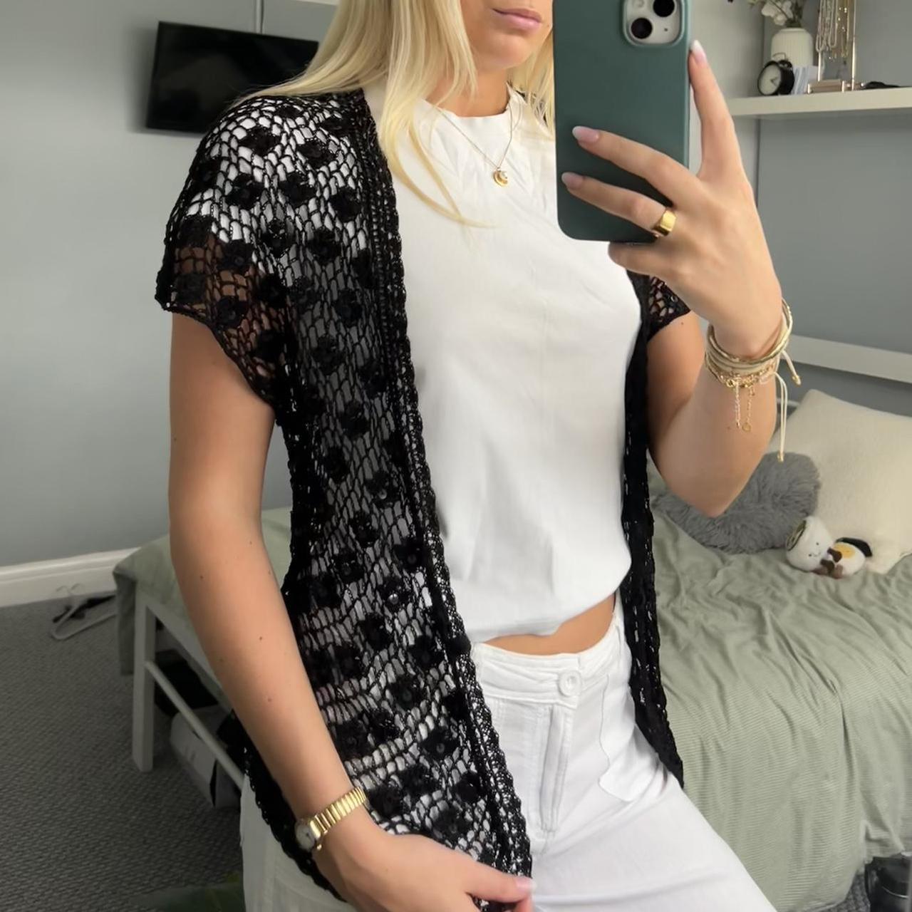 Super cute vintage black net cardigan Elevates... - Depop