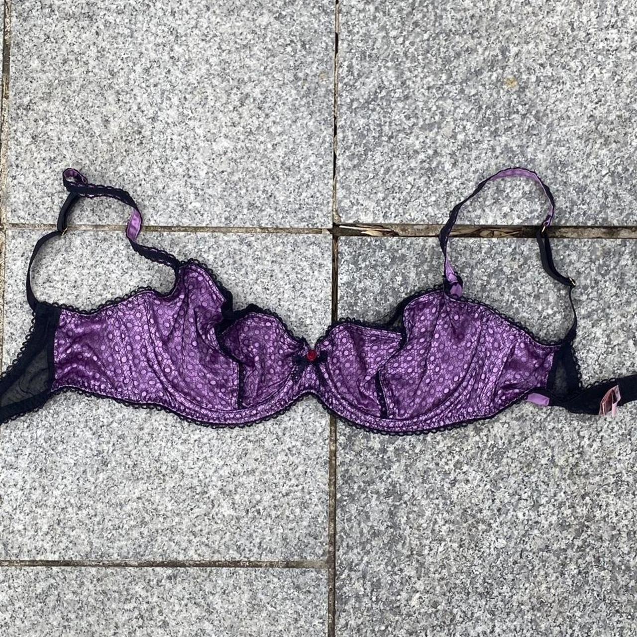 Agent provocateur purple and black lace up bra.... - Depop