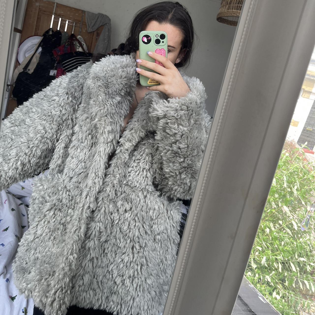 Monki super fluffy fur coat Size M/10 - Depop