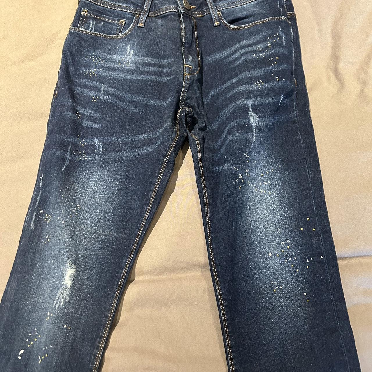 Voi dark blue paint splash jeans Brand new still... - Depop