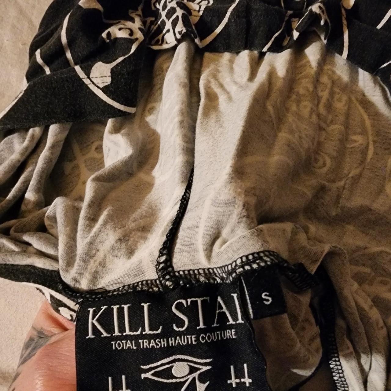 Killstar Women's Black and White Dress | Depop