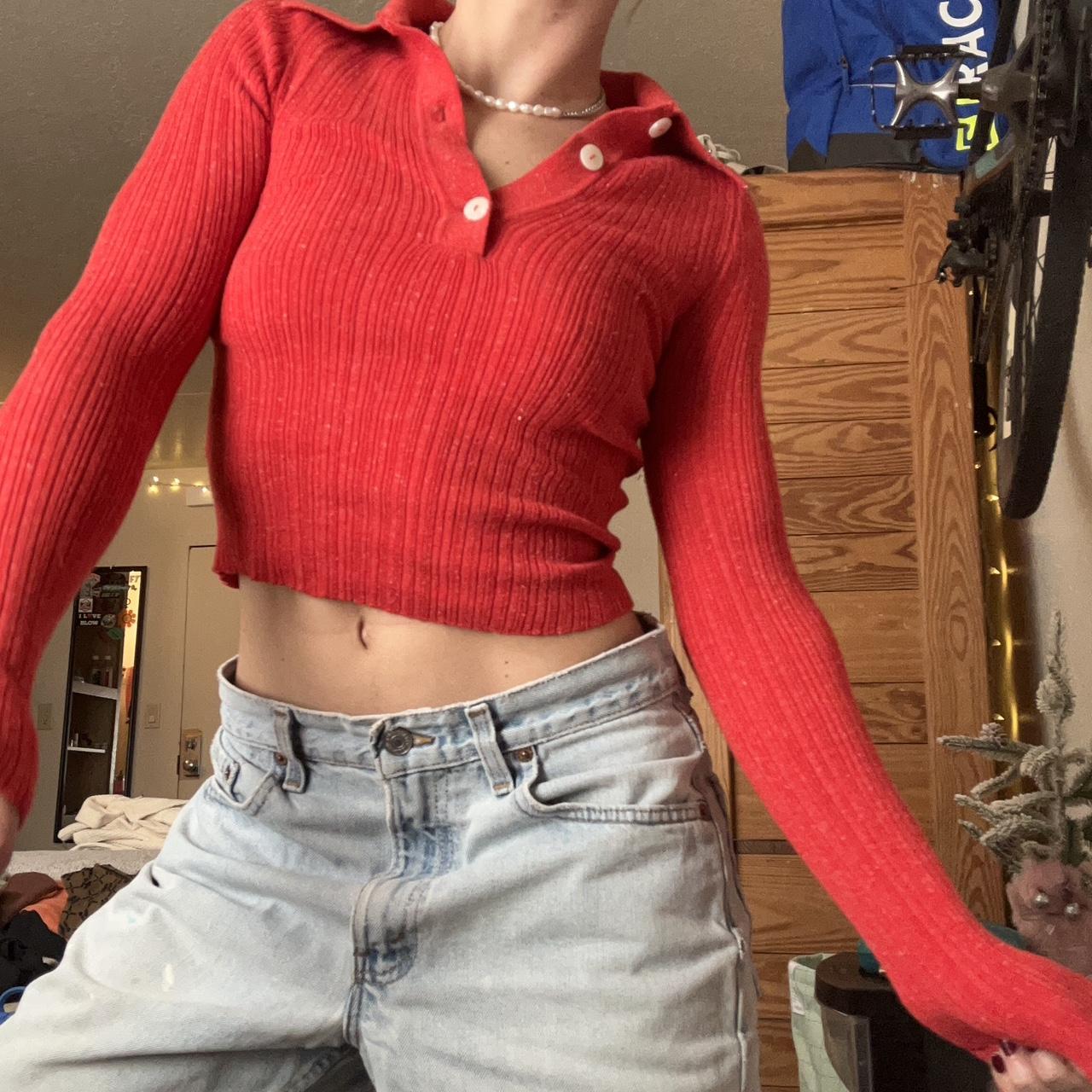 perf lil red polo sweater great for holiday xs - Depop