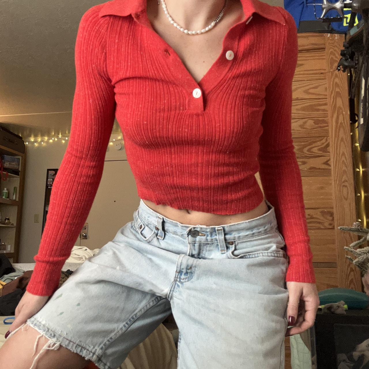 perf lil red polo sweater great for holiday xs - Depop