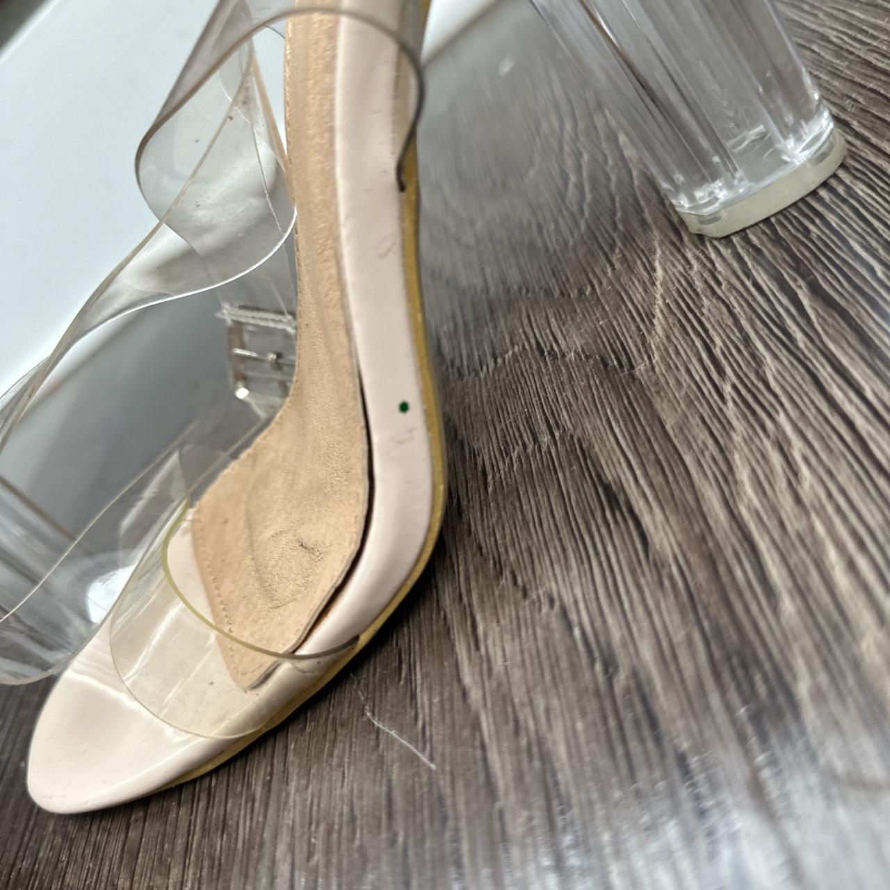 Acrylic clear plastic strappy heels worn... - Depop