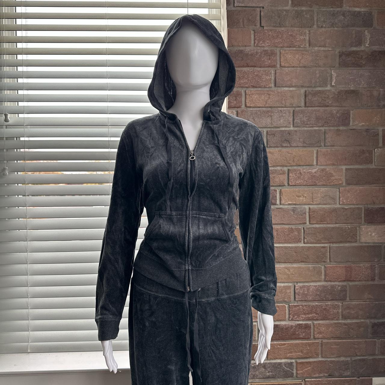 dark grey velour matching rhinestone track... - Depop