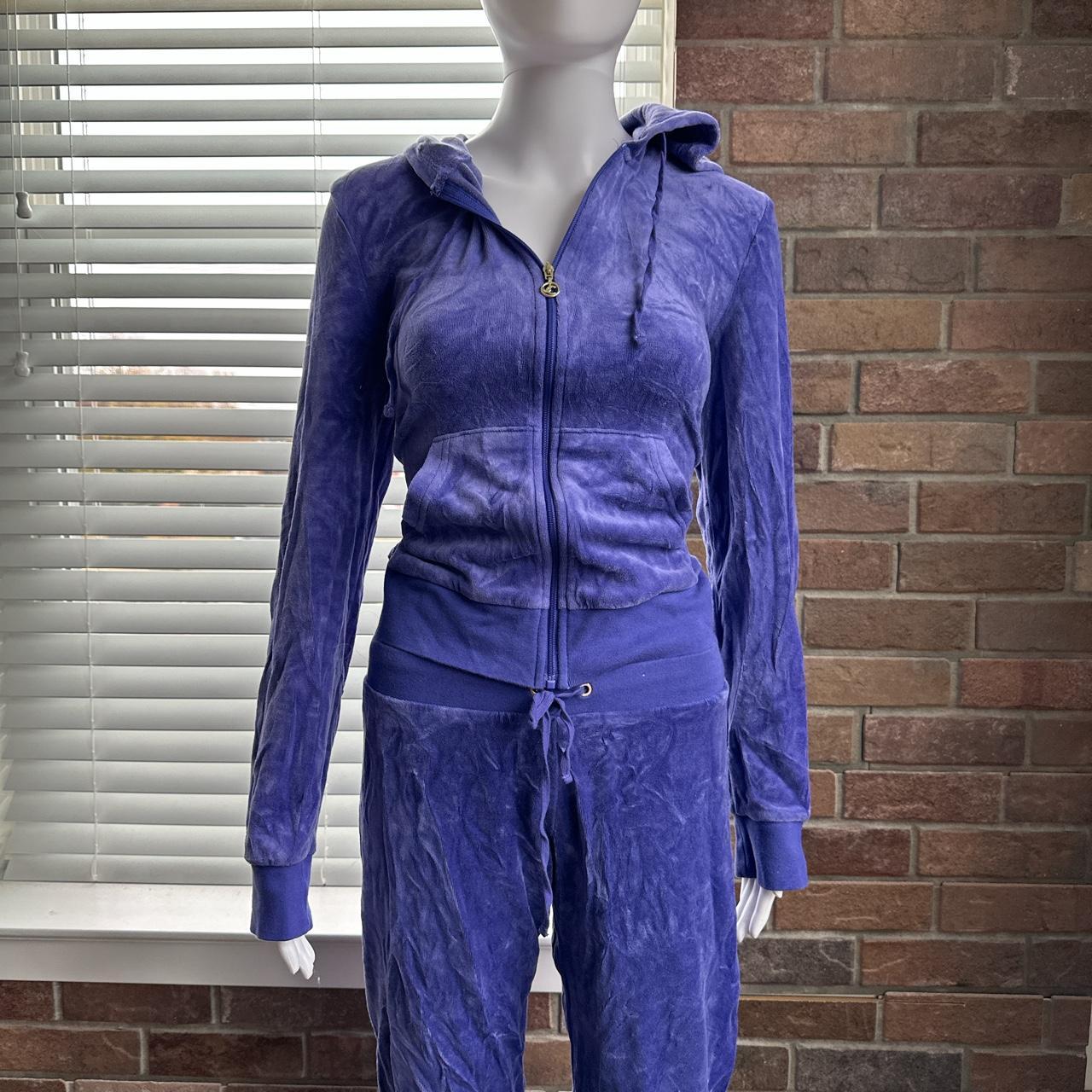 jc juicy couture purple velour tracksuit zip up... - Depop