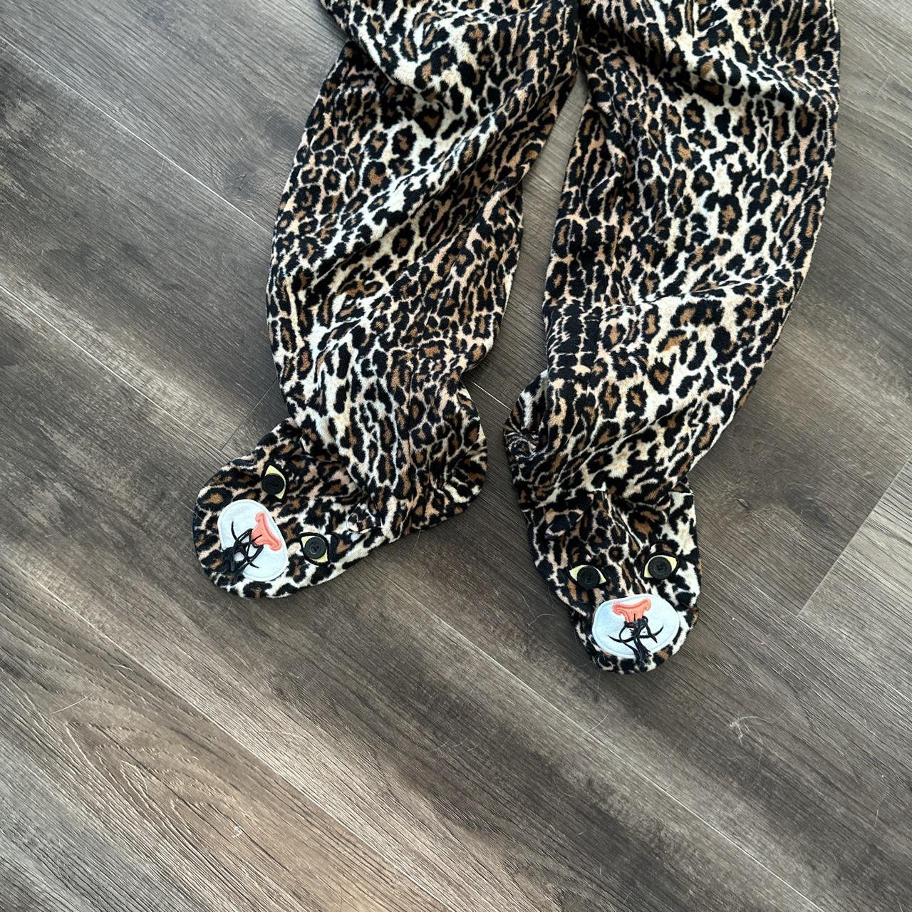 leopard cheetah fuzzy soft onesie with faces on the... - Depop