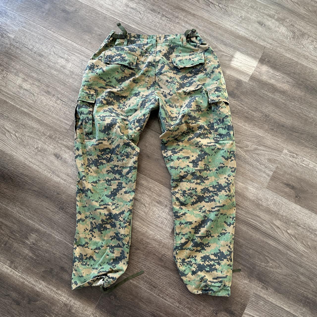 pixelated army camo cargo pants labeled large... - Depop