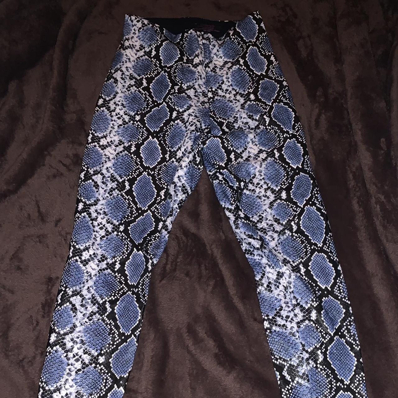 Commando blue faux leather snakeskin... - Depop