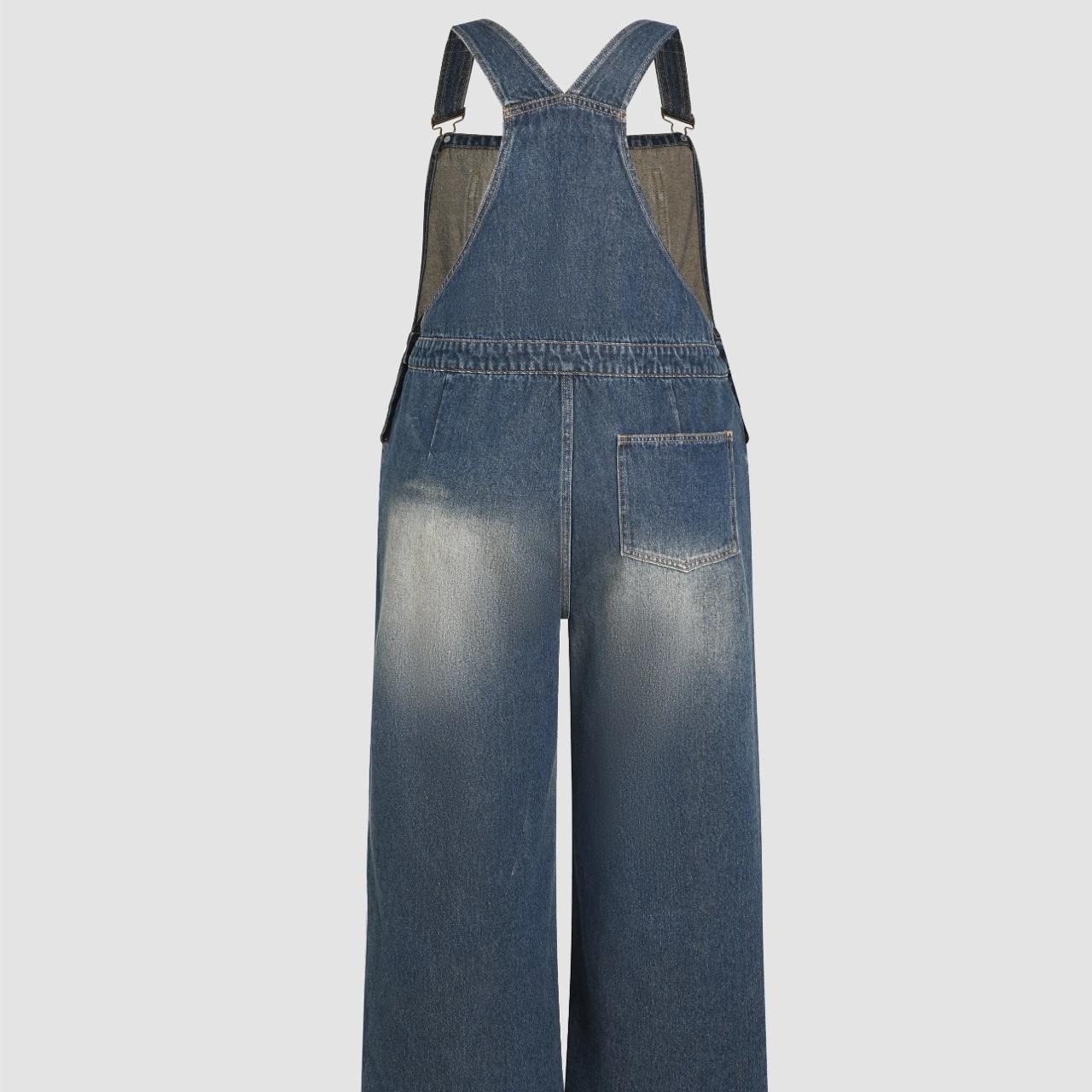 distressed plus size denim overalls!!! super cute... - Depop