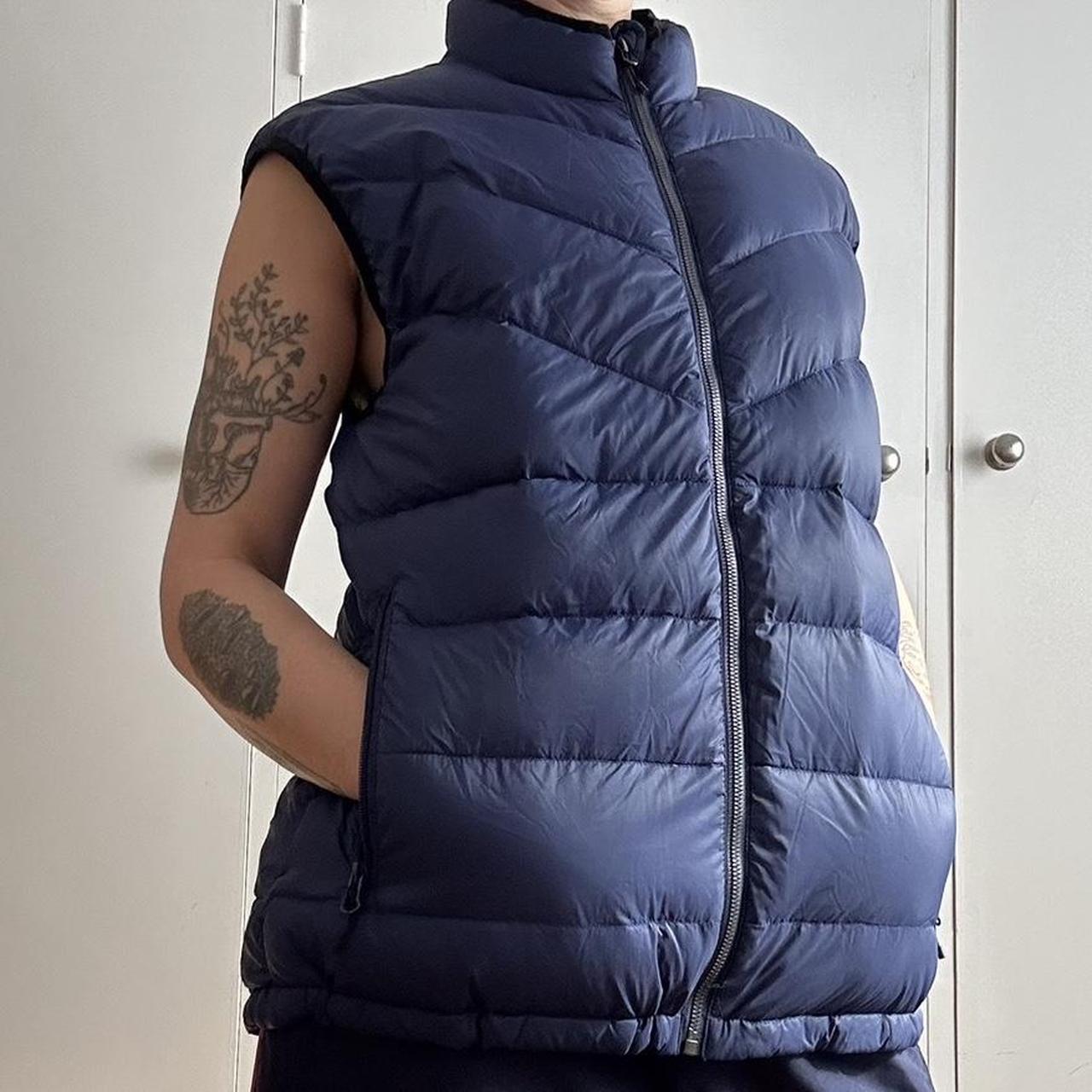 NAVY/LIME GREEN GORPCORE PUFFER VEST For all your... - Depop