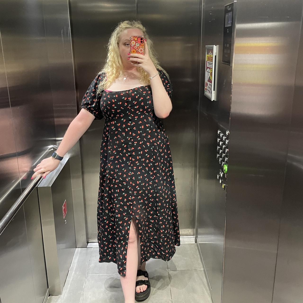 ASOS midi cherry print dress. Only worn a handful of... - Depop
