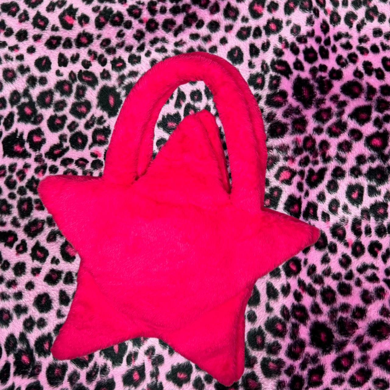 Custom hand sewed Hot pink star bag soft plush fur... - Depop