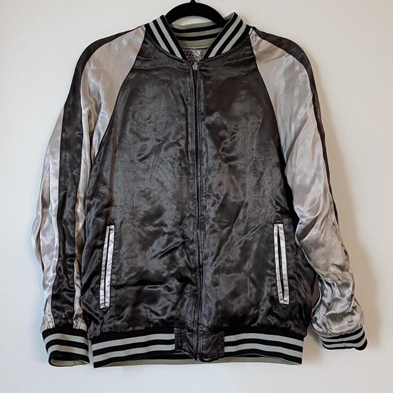 Gorgeous satin bomber jacket. One side features an... - Depop