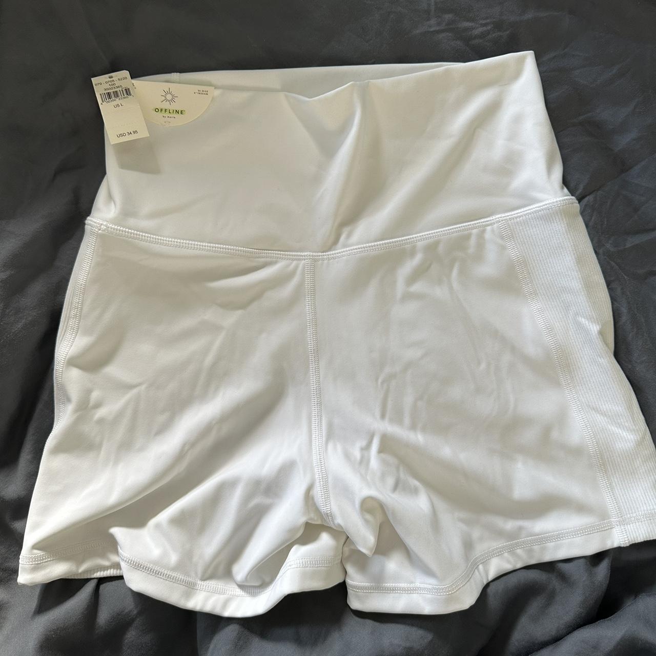 OFFLINE shorts by aerie. Size L. Brand new. White.... - Depop
