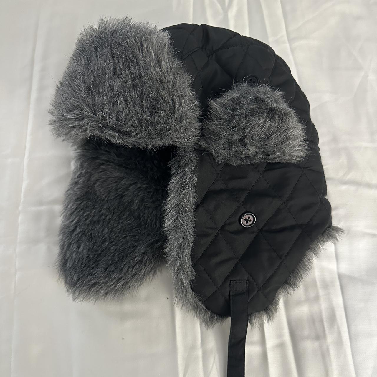 Black and grey trapper hat - Depop