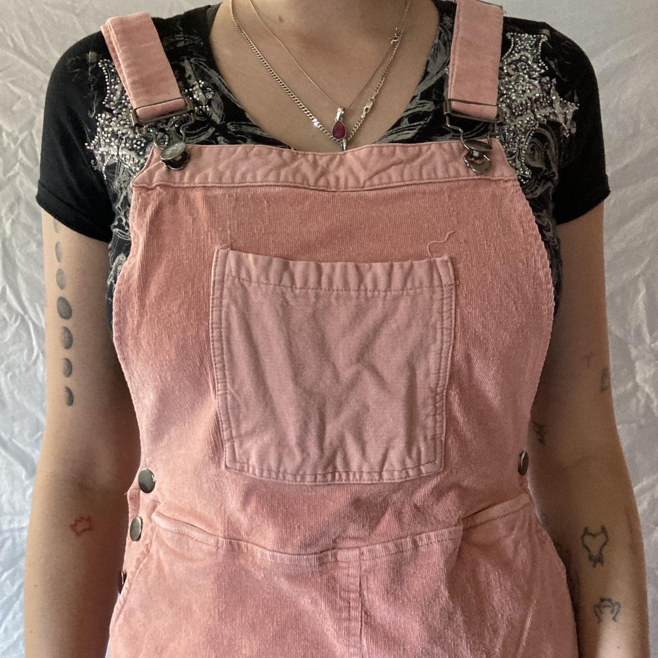Super cute pink corduroy overall dress, in great... - Depop