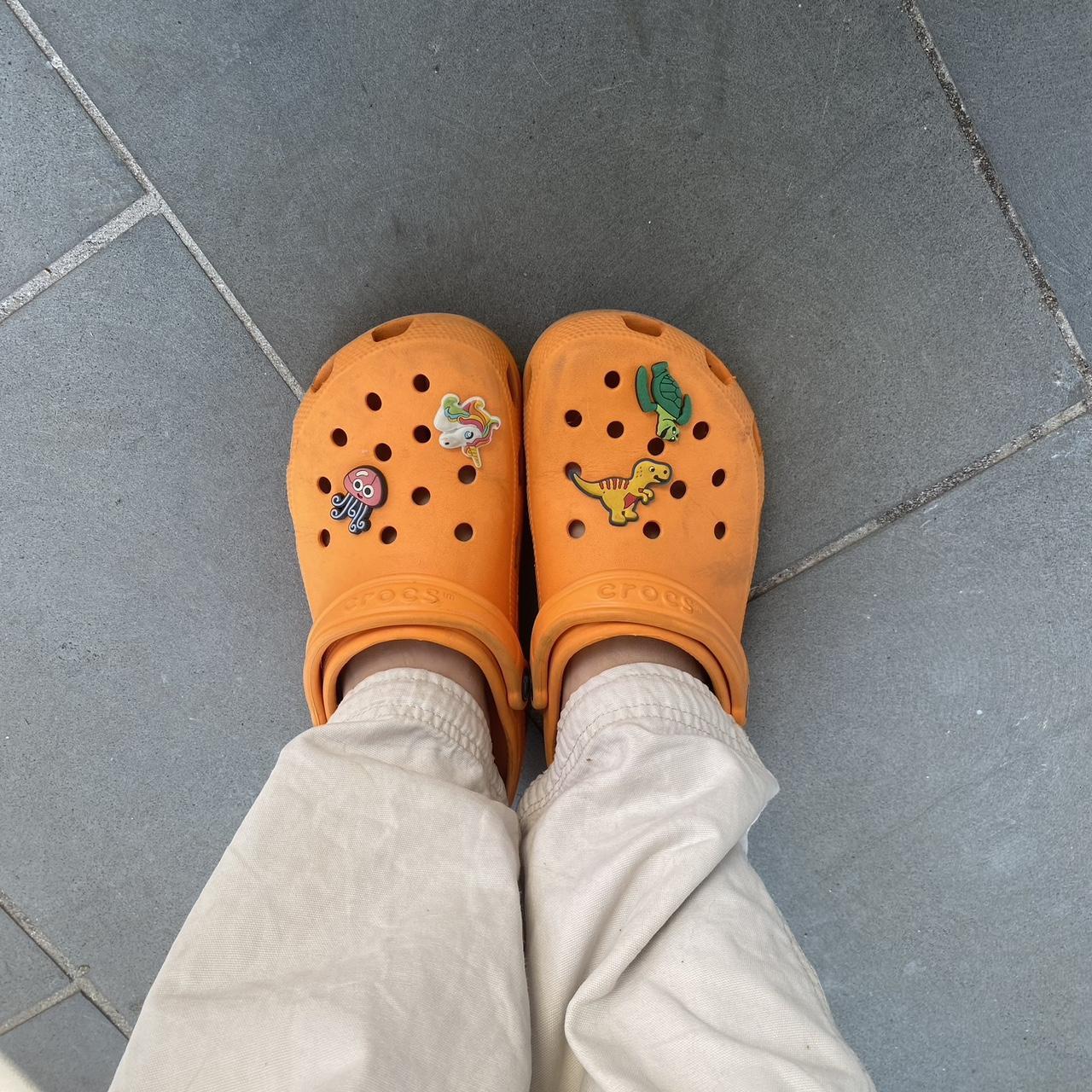 Orange crocs! 🧡 M6, W8 Slightly dirty but an easy... - Depop
