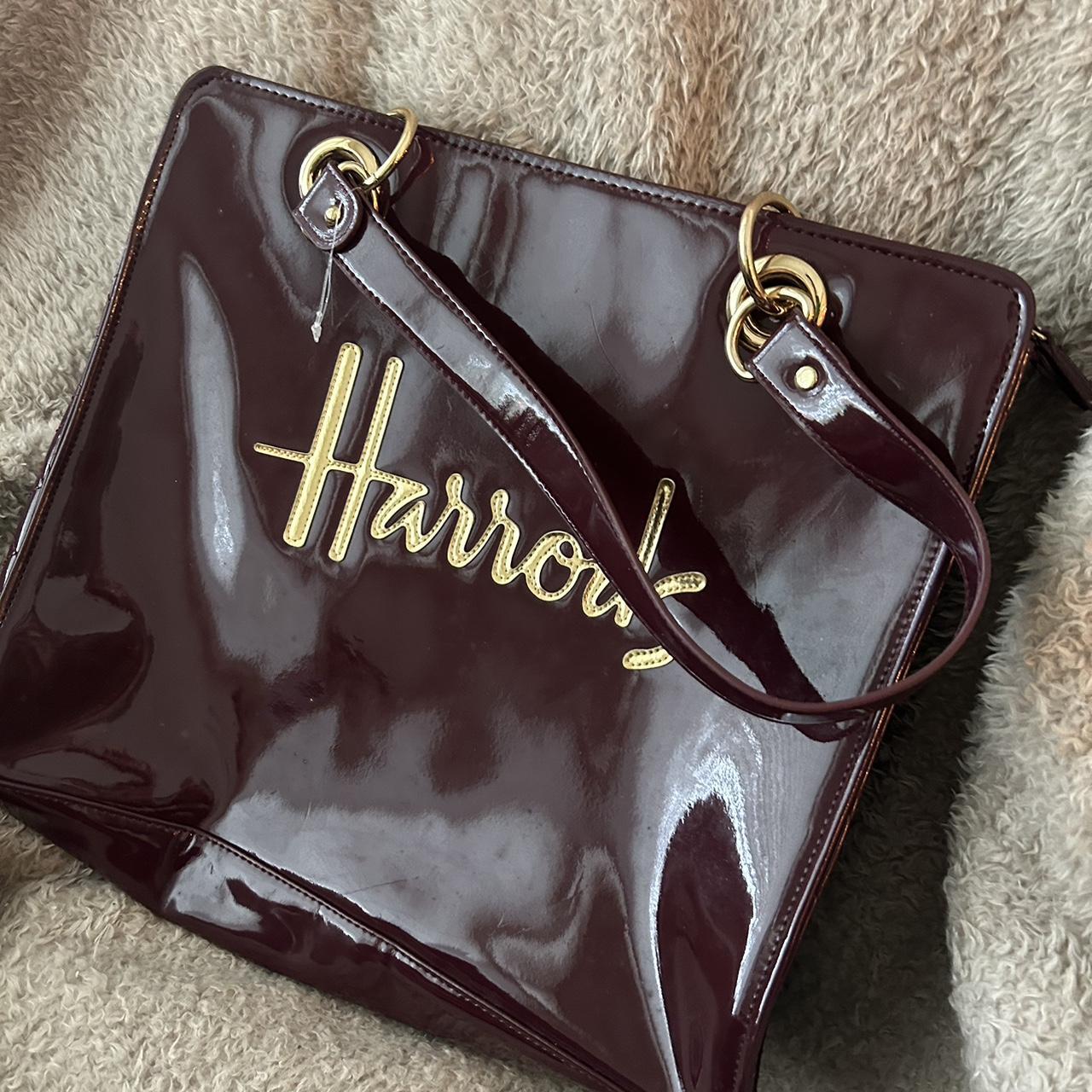 Burgundy patent leather Harrods bag #luxurybag... - Depop
