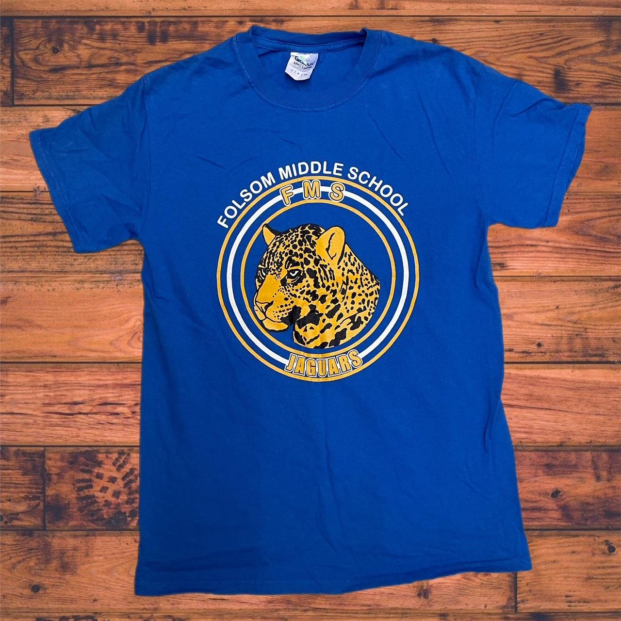 Gildan Folsom Middle School Blue T-Shirt 🕺🏼 Size -... - Depop