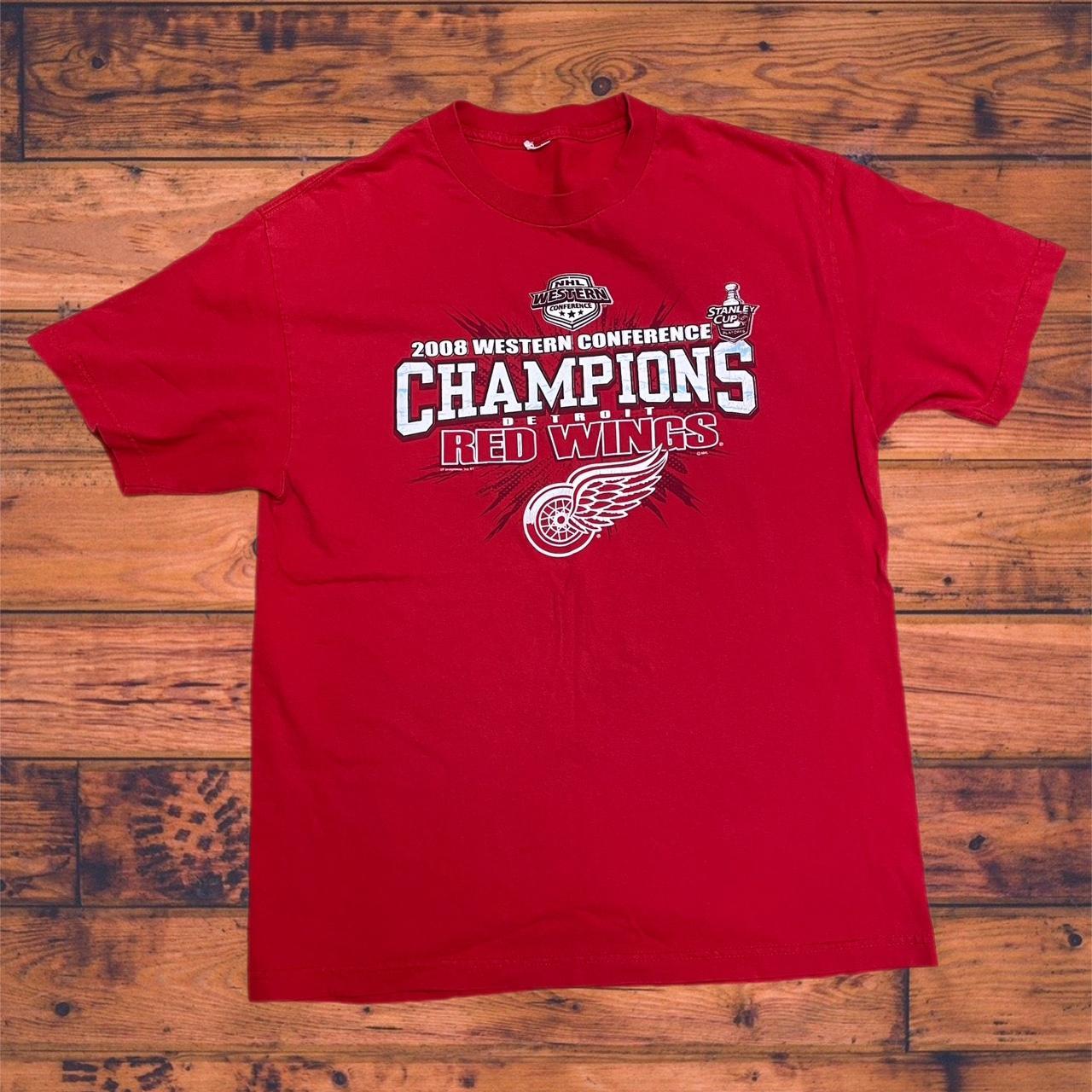 Vintage 2008 Detroit Red Wings Red T-Shirt 🕺🏼 Size... - Depop