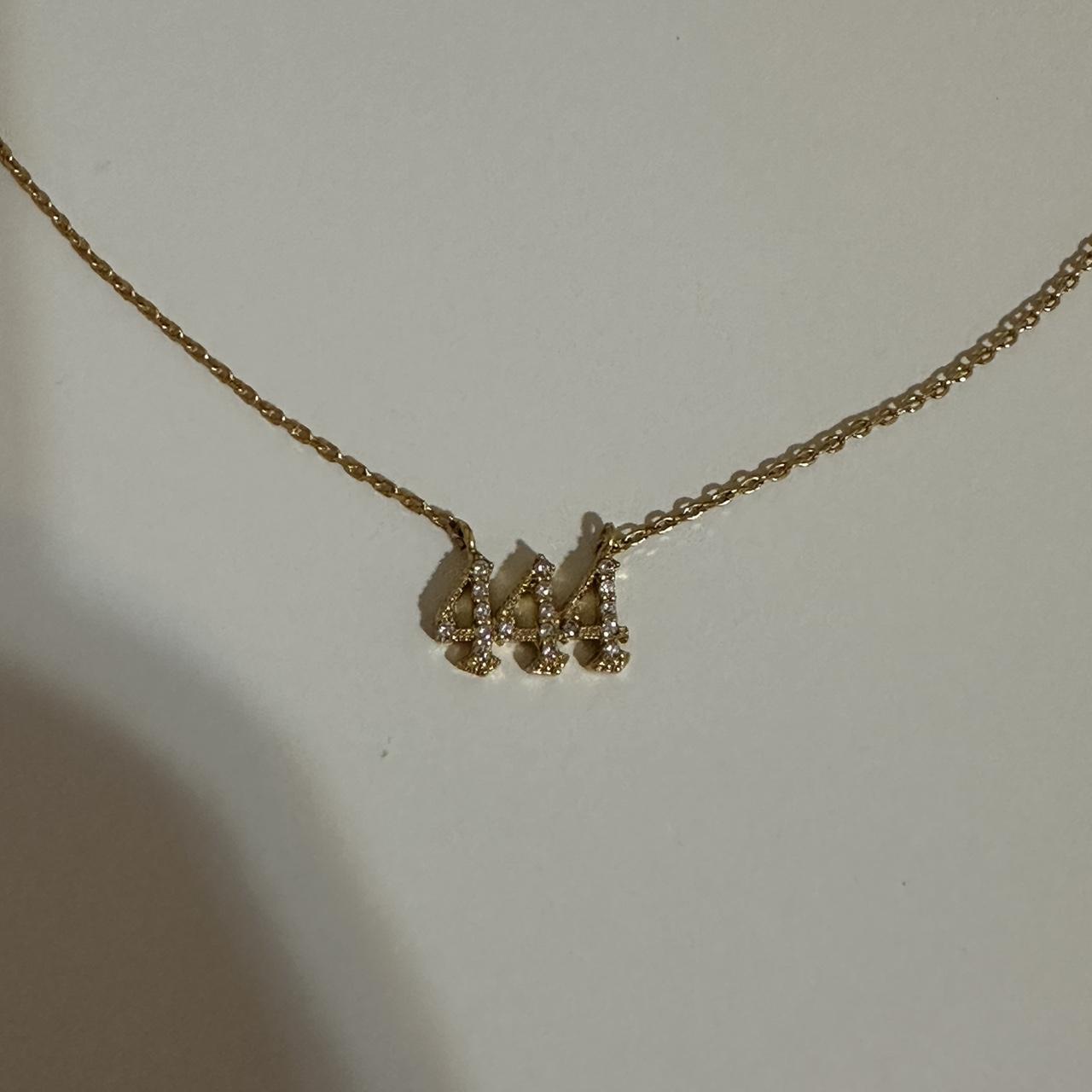 444 angel numbers gold necklace - brand new -... - Depop