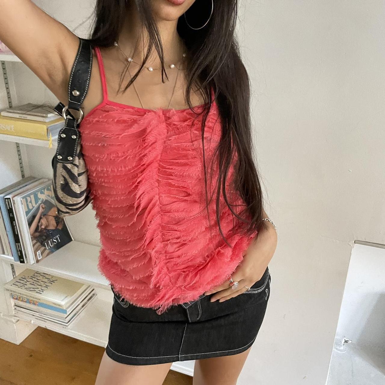 vintage 2000s made in Italy pink cami top with... - Depop