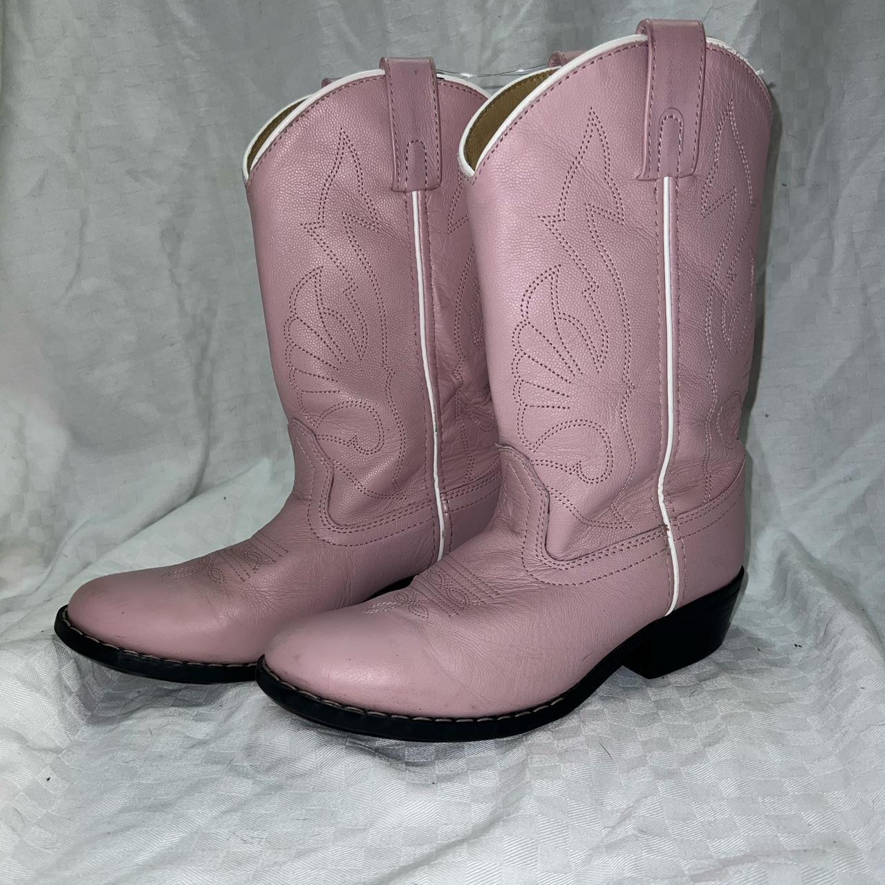 Genuine leather pink cowboy boots! These are... - Depop