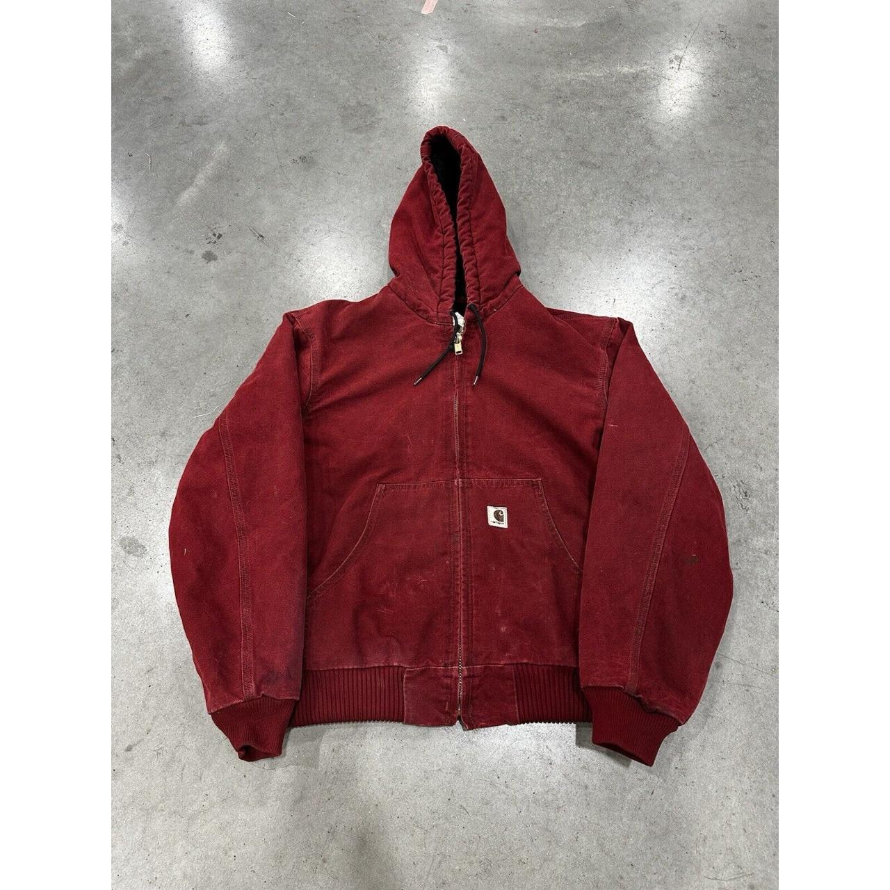 Vintage Carhartt Active Jacket J130 CRIMSON/CRI Size... - Depop