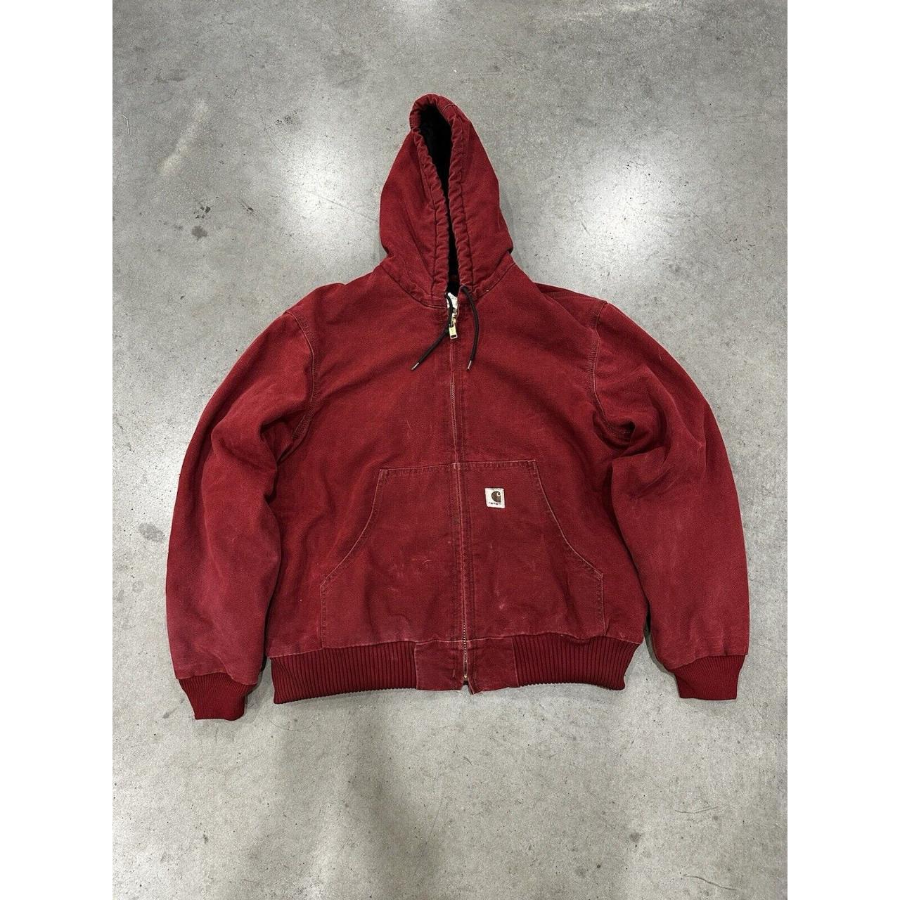 Vintage Carhartt Active Jacket J130 CRIMSON/CRI Size... - Depop