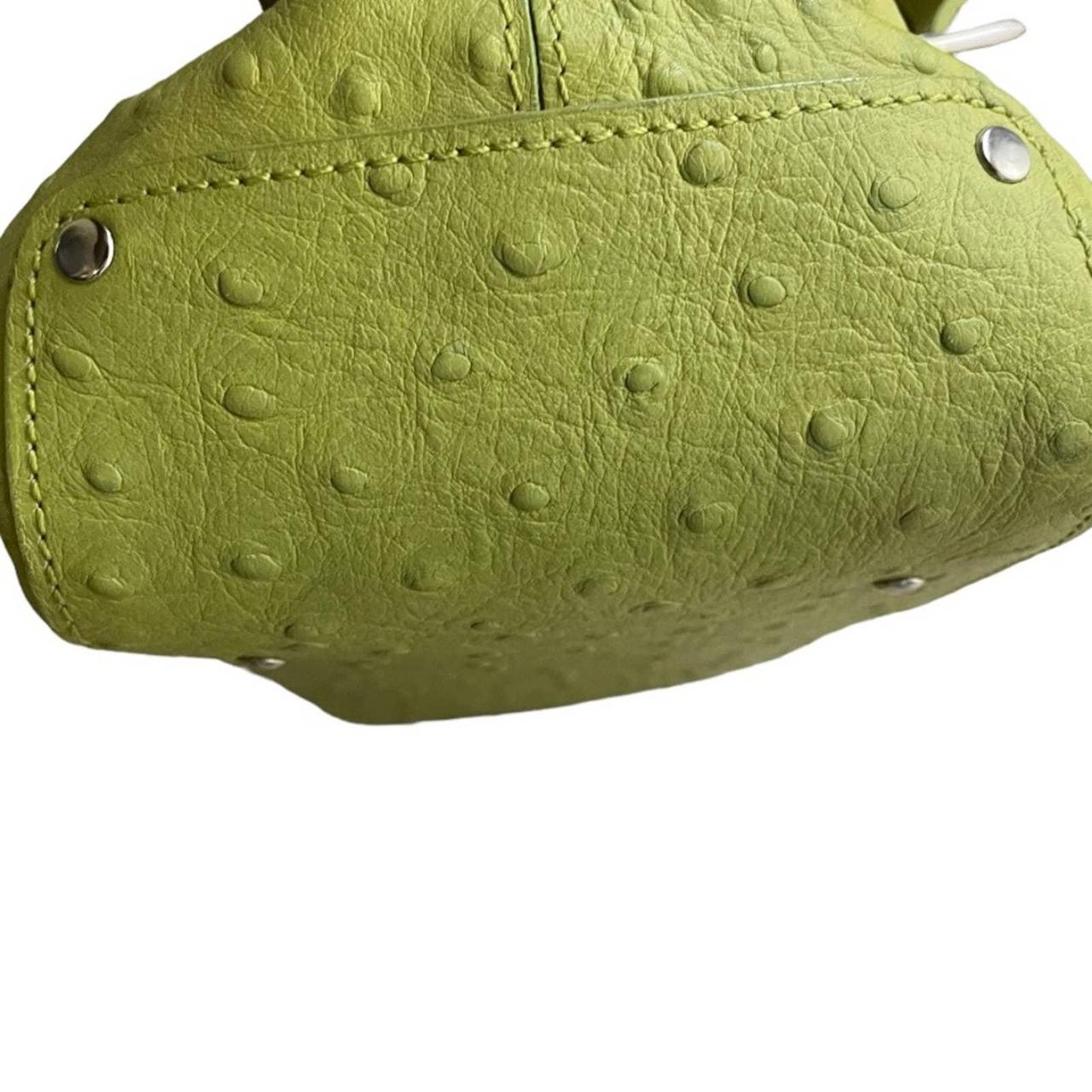 Vintage Talbots Lime Leather Ostrich Handbag Made In... - Depop