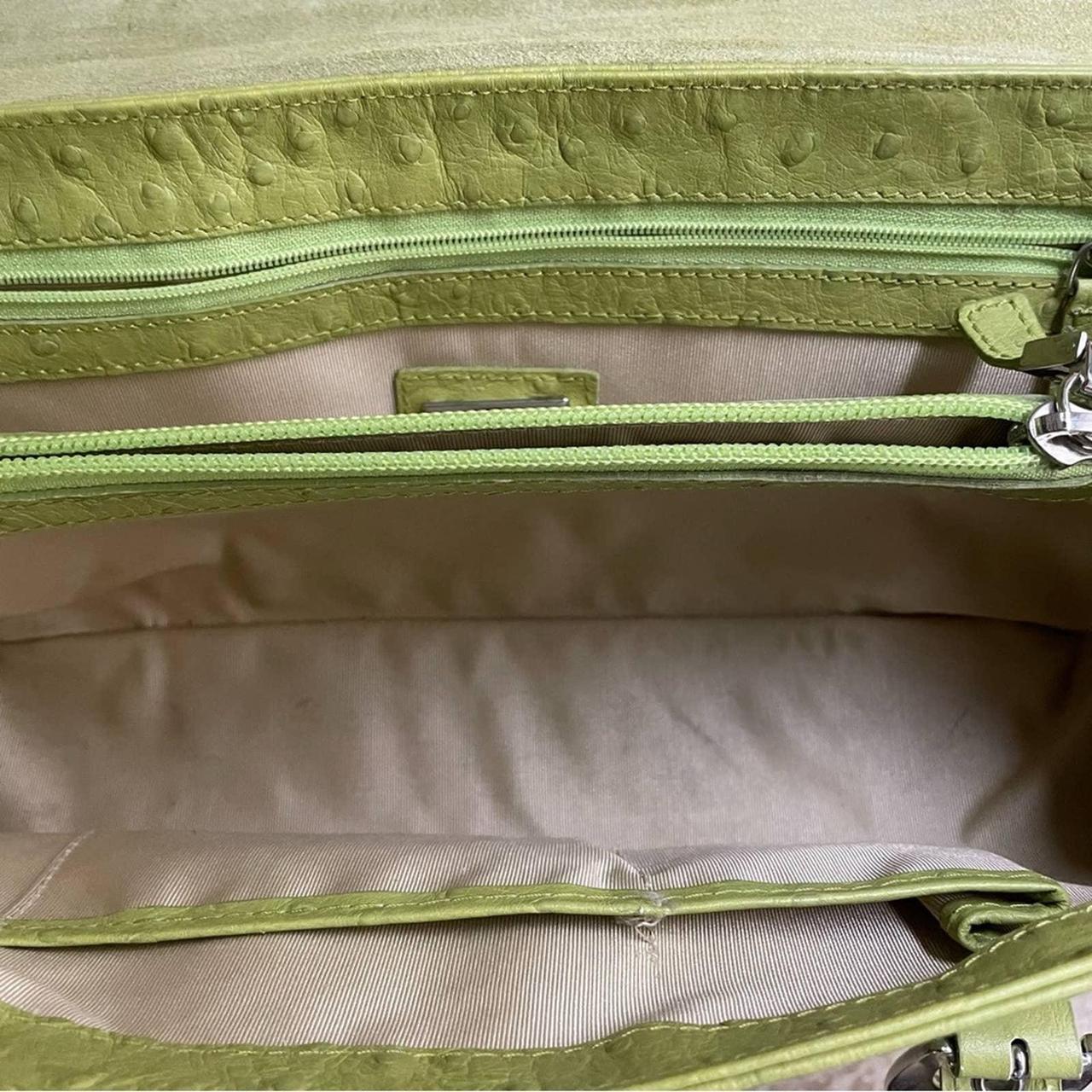 Vintage Talbots Lime Leather Ostrich Handbag Made In... - Depop