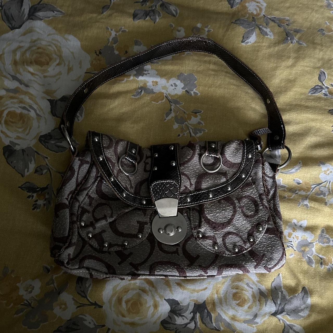 guess monogram Y2k shoulder bag Silk material... - Depop