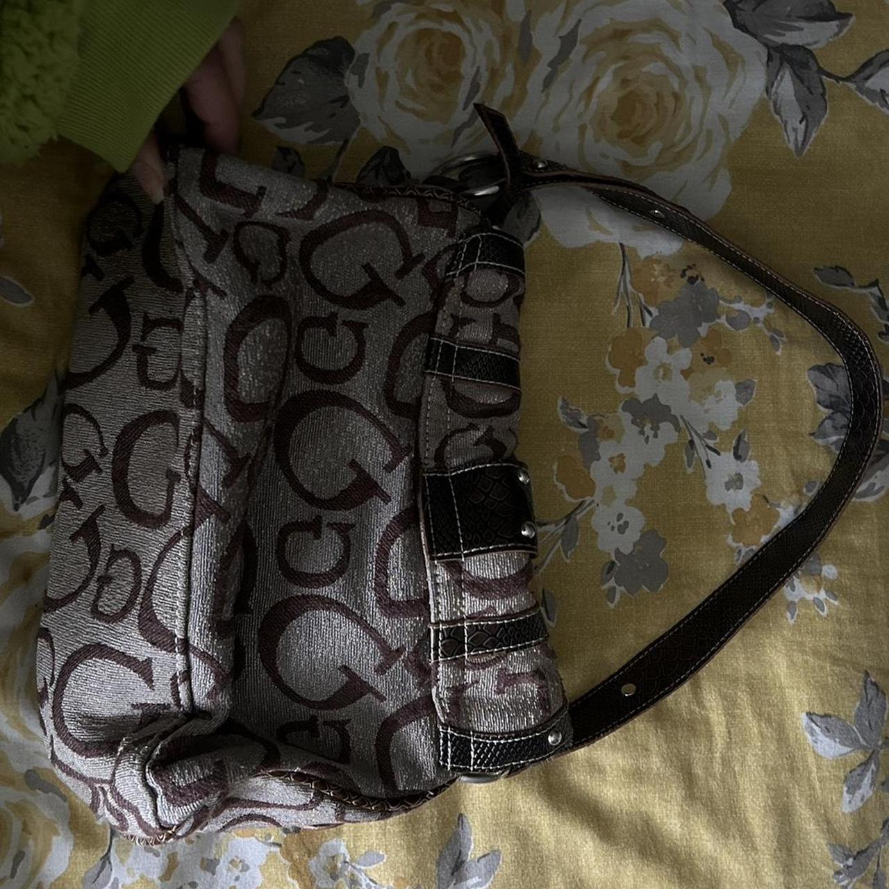 guess monogram Y2k shoulder bag Silk material... - Depop