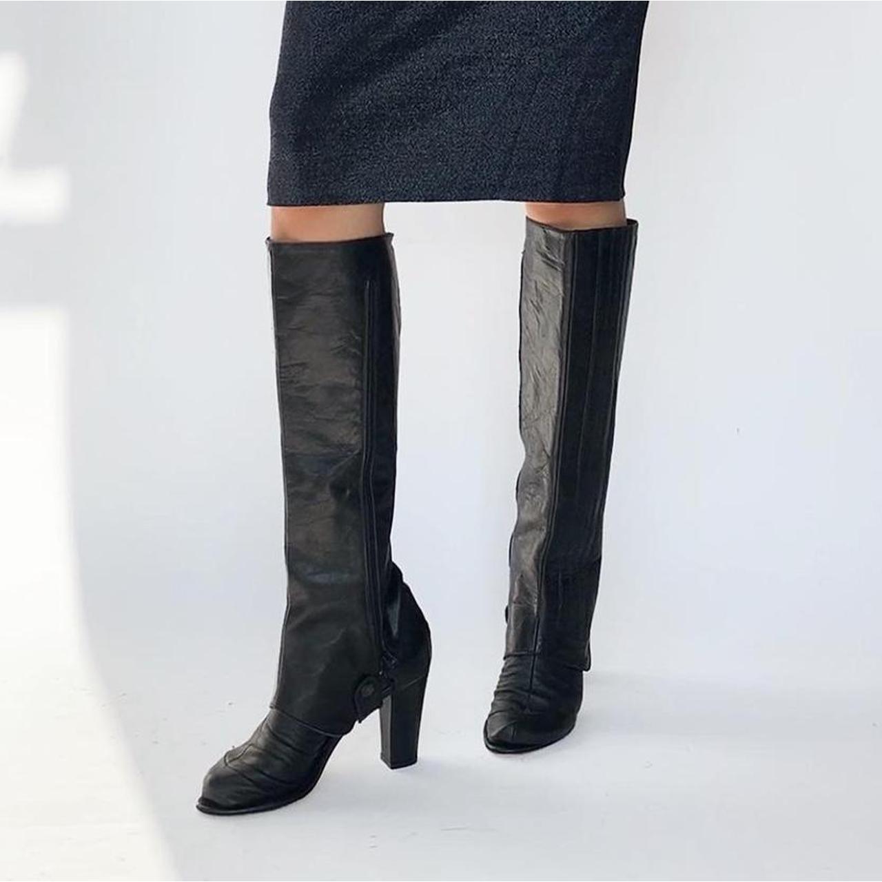 BIOGRAPHY Black Leather 2-Part Boots. Soft leather... - Depop