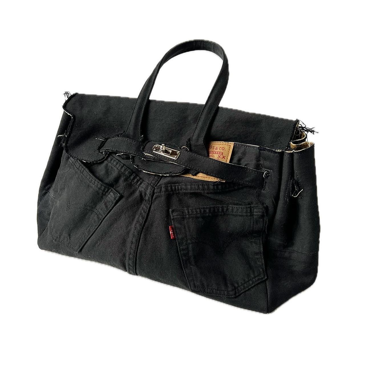 Jirkin Black Denim Reworked Levi’s Handbag with... - Depop