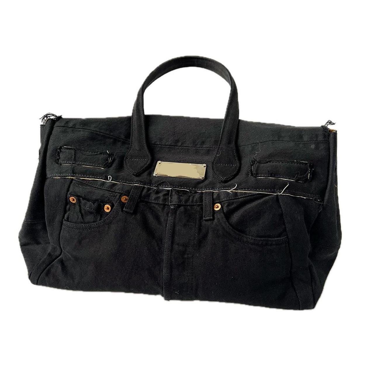 Jirkin Black Denim Reworked Levi’s Handbag with... - Depop