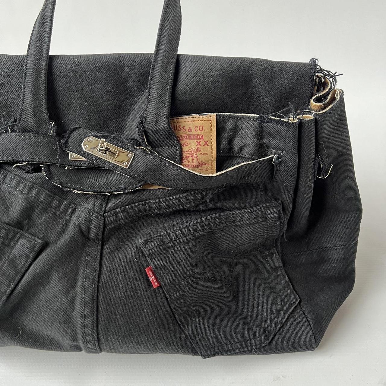Jirkin Black Denim Reworked Levi’s Handbag with... - Depop