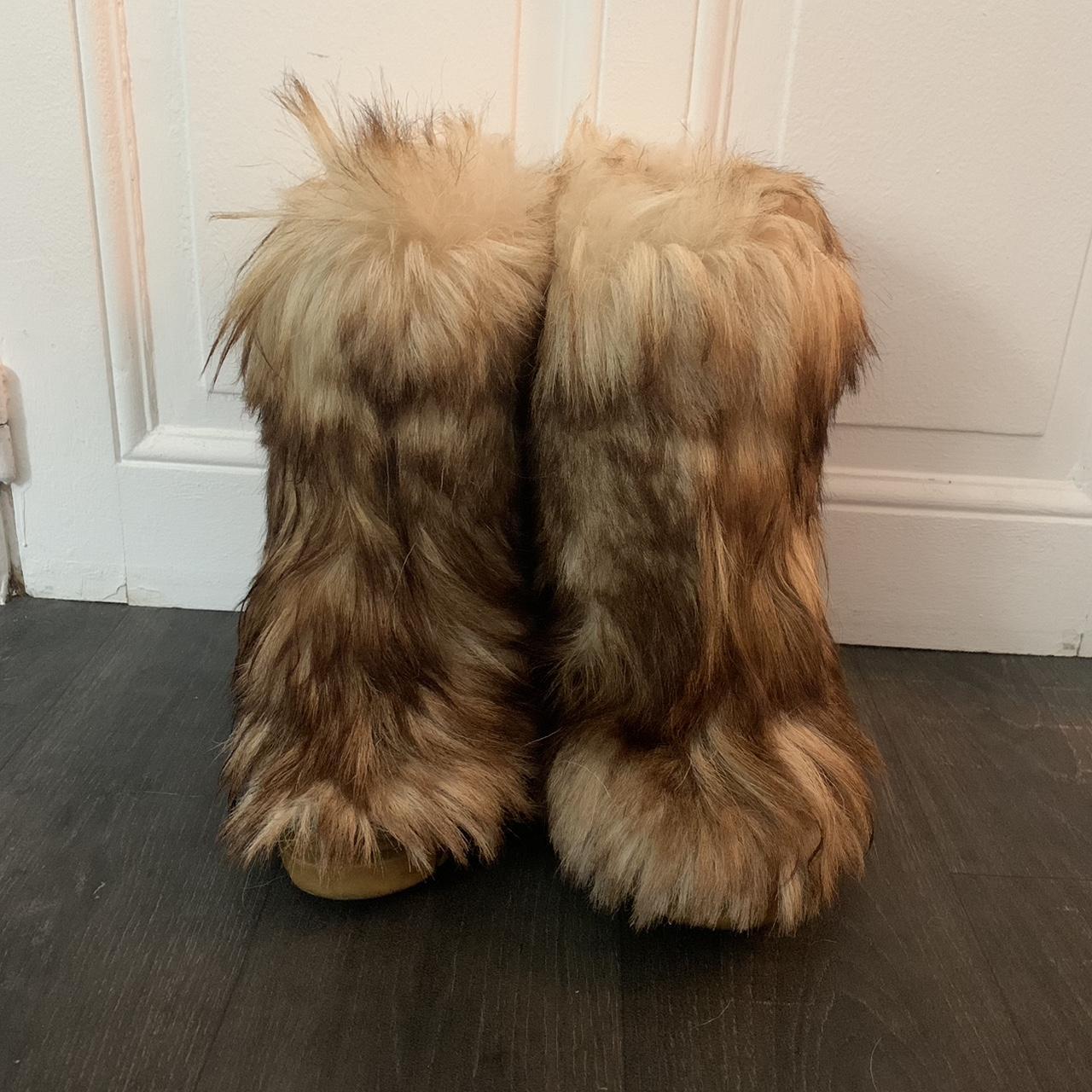 fluffy yeti fur boots 🧚‍♀️ size 39 french brand SABA... - Depop