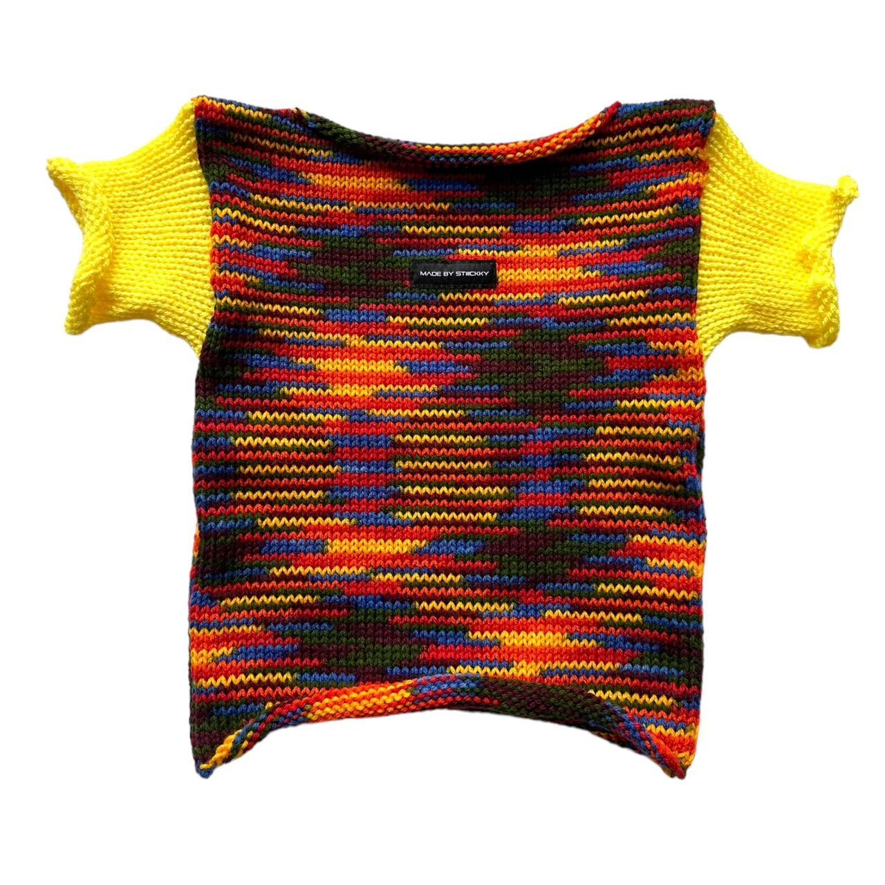 Handmade Knit Baby Tee #knit #tee #multicolor... - Depop